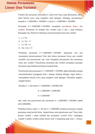 Bahan ajar sistem persamaan linear dua variabel kelas viii | PDF