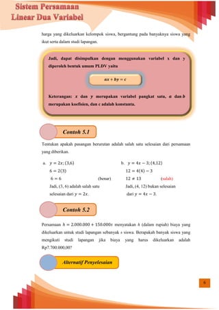 Bahan ajar sistem persamaan linear dua variabel kelas viii | PDF
