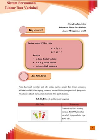 Bahan ajar sistem persamaan linear dua variabel kelas viii | PDF