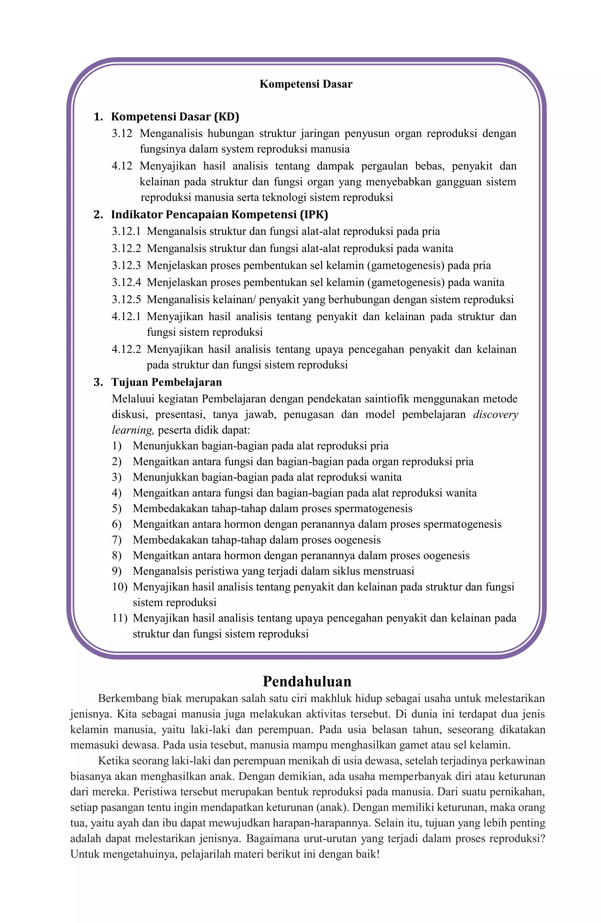 Bahan ajar 'sistem reproduksi' | PDF
