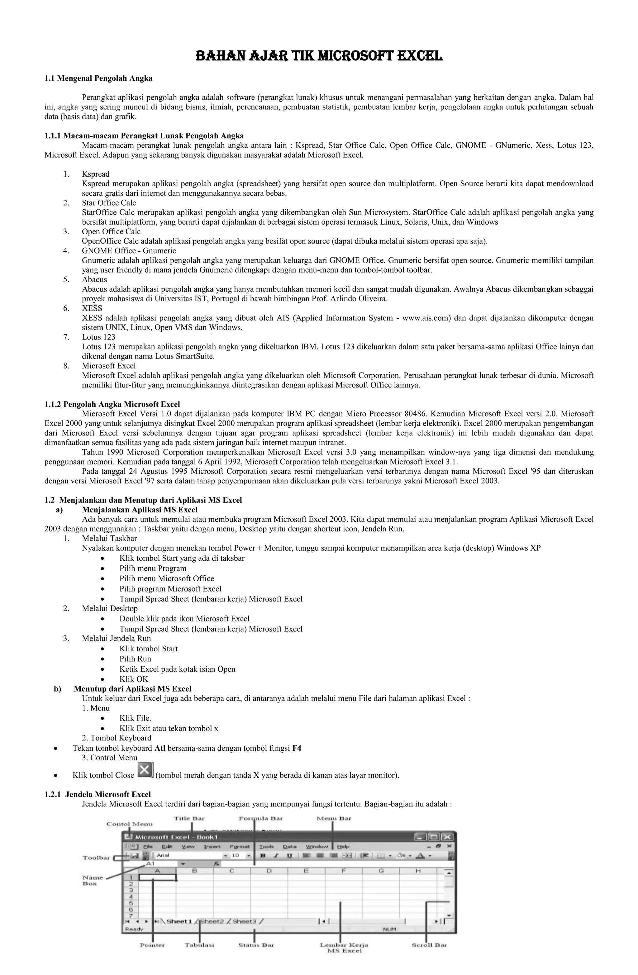 Bahan ajar tik microsoft excewahyuel | DOCX
