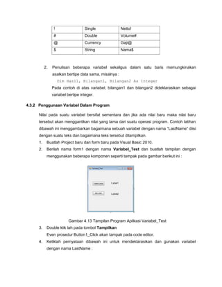 Penggunaan tipe data dan variabel | PDF
