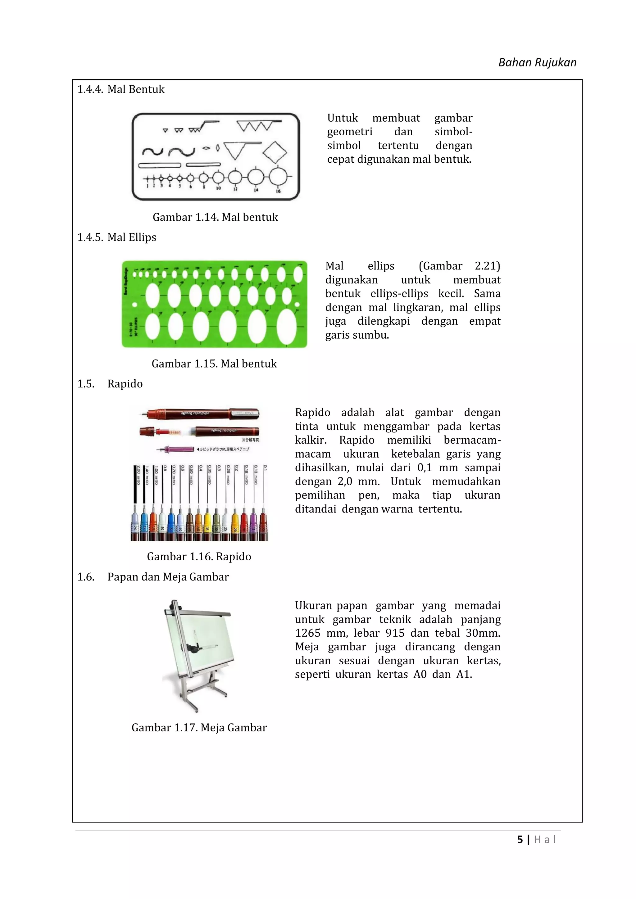 Bahan bacaan 2.1 alat gambar teknik manual | PDF