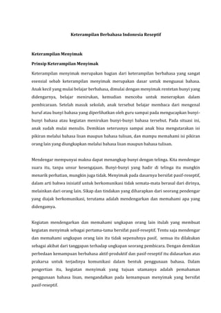 keterampilan berbahasa indonesia reseptif | PDF