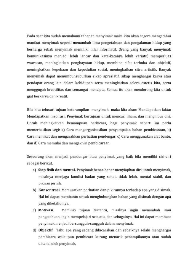 keterampilan berbahasa indonesia reseptif | PDF