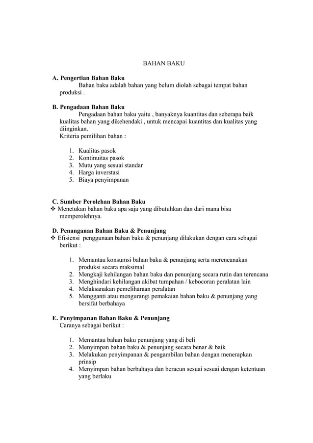 Bahan baku (Kewirausahaan) | DOCX