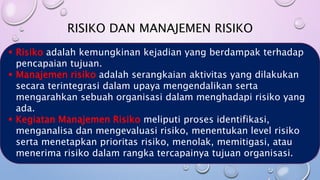 Bahan bimtek penyusunan profil risiko dan penyelelenggaraan manajemen ...