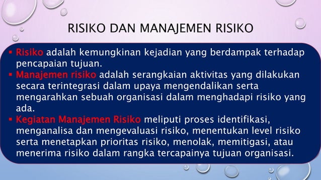 Bahan bimtek penyusunan profil risiko dan penyelelenggaraan manajemen ...