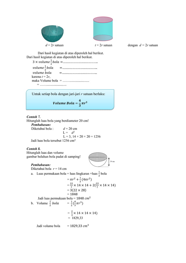 Bahan Ajar Bangun Ruang Sisi Lengkung Kelas IX | PDF