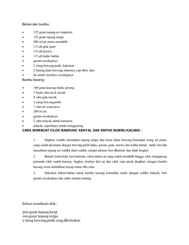 Bahan dan bumbu cilok | DOCX