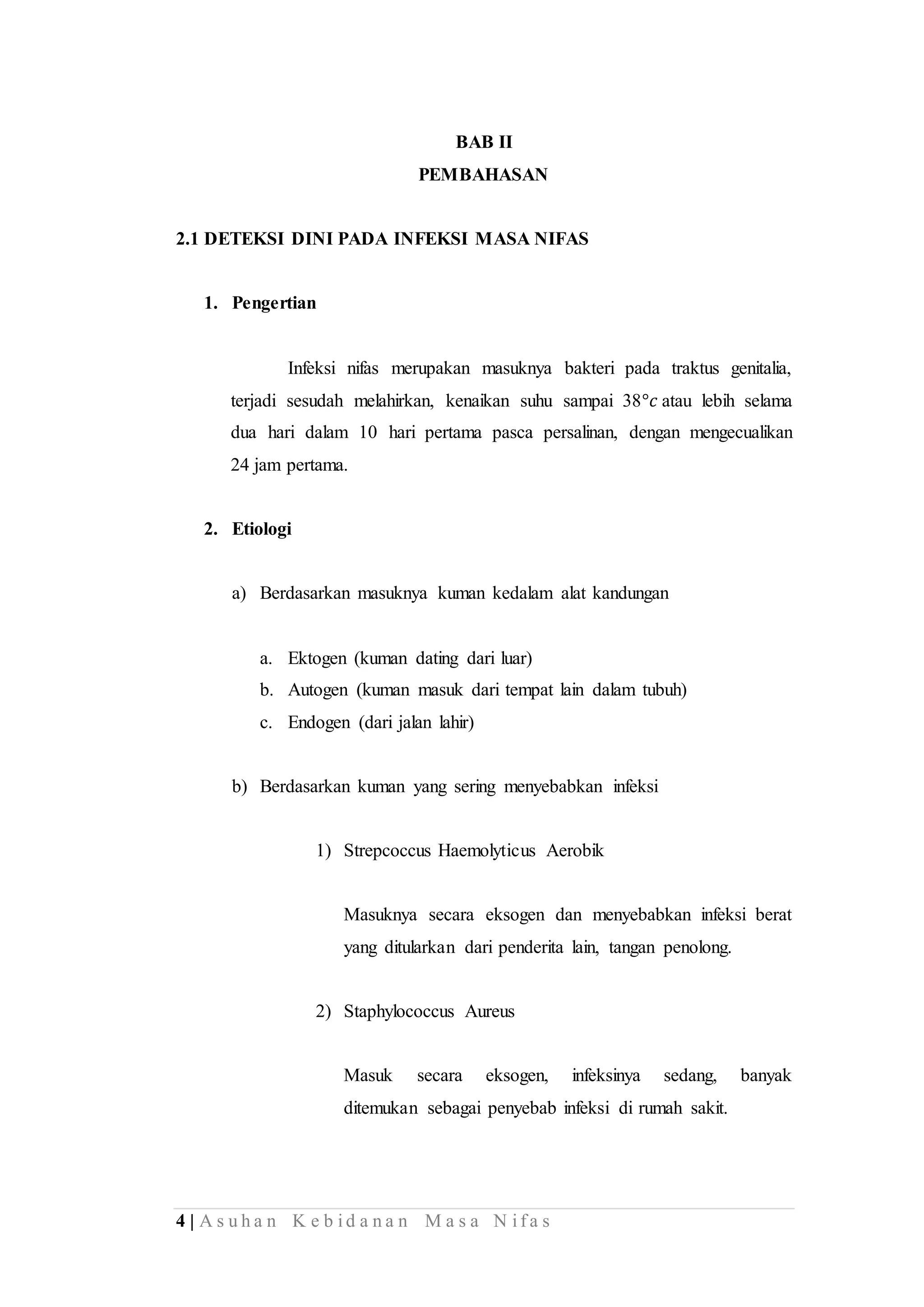 Deteksi dini pada infeksi masa nifas | PDF