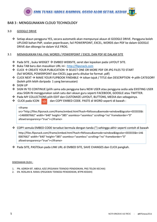 NOTA RINGKAS VLE FROG | PDF