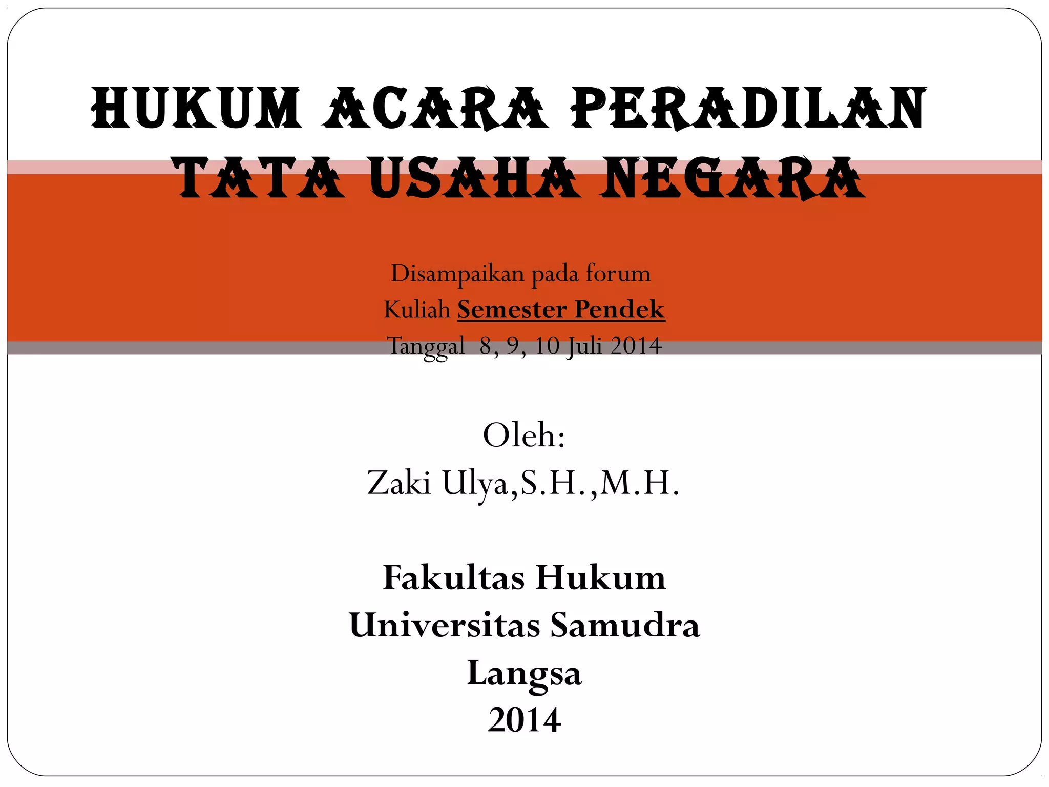 HUKUM ACARA PERADILAN TATA USAHA NEGARA | PPT