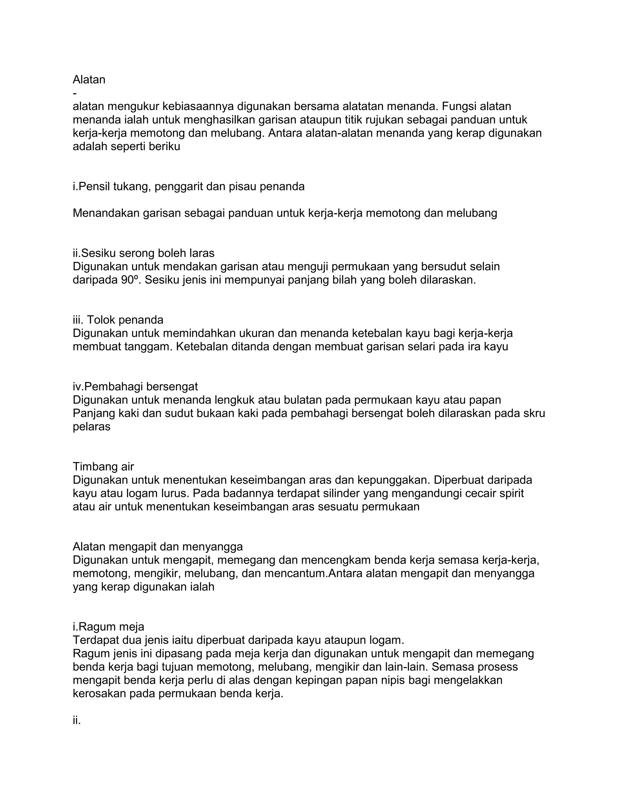 Bahan kerja kayu | DOCX