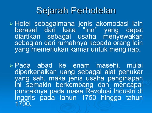 Bahan kuliah pengantar perhotelan | PPTX