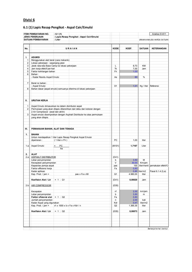 AHSP BIDANG BINA MARGA SESUAI SPESIFIKASI 2018 | PDF
