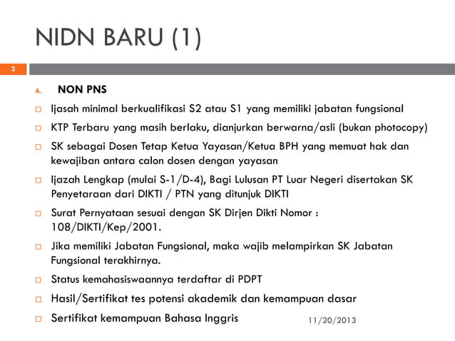 Bahan paparan pengajuan_nidn | PDF
