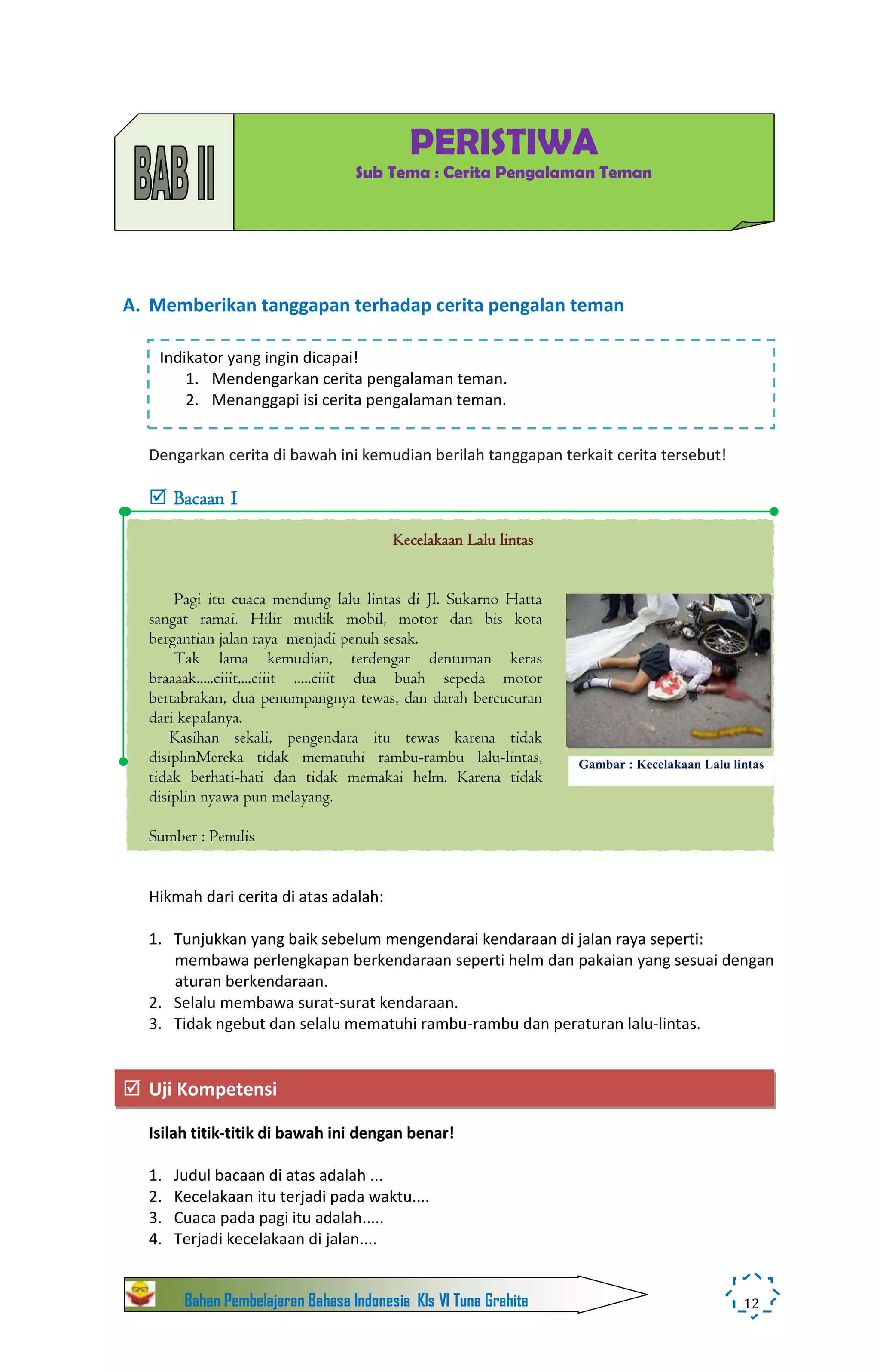 BAHAN PEMBELAJARAN BAHASA INDONESIA KELAS VI C1 | DOCX