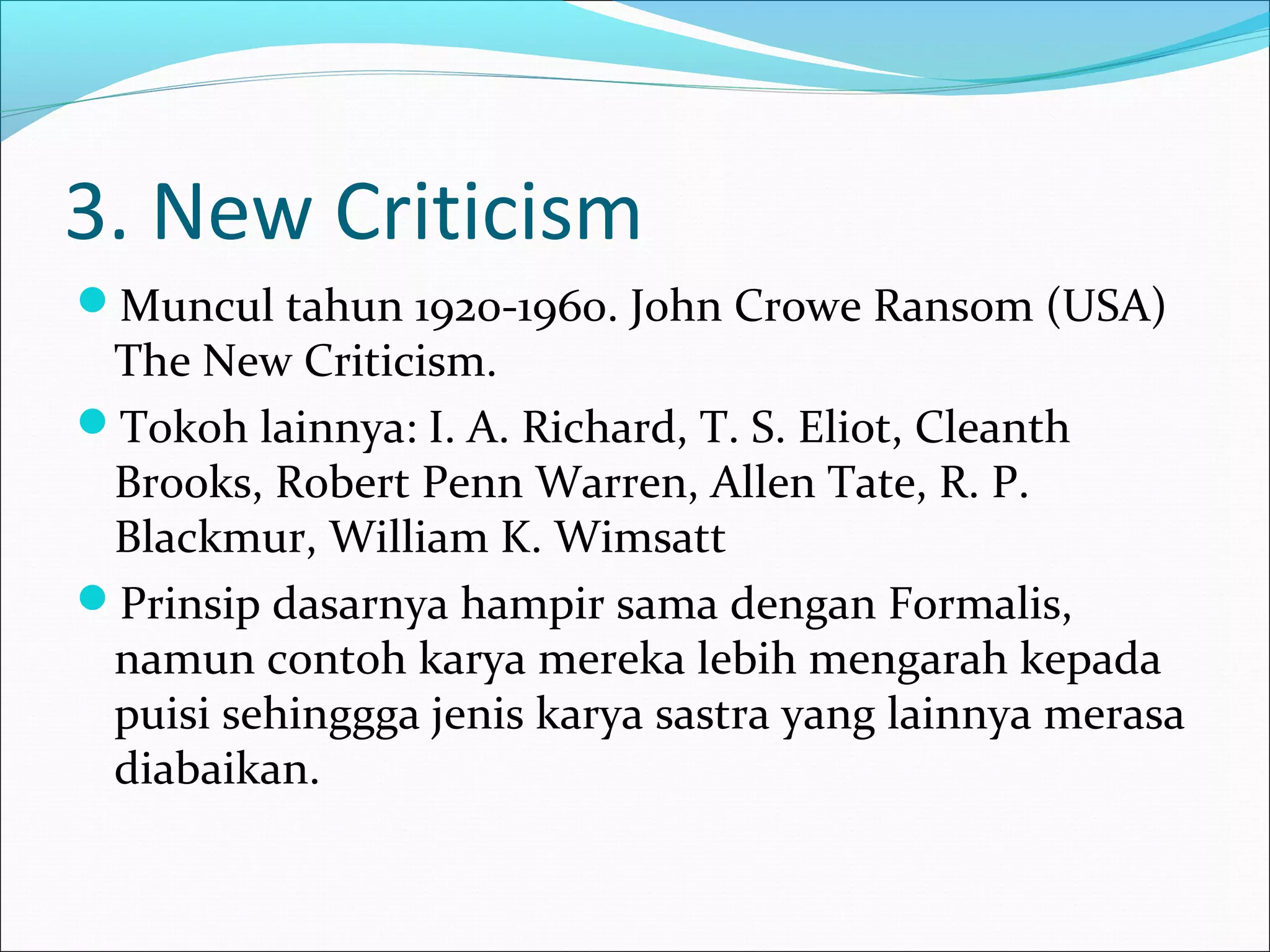 Bahan presentasi mata kuliah teori sastra | PPT