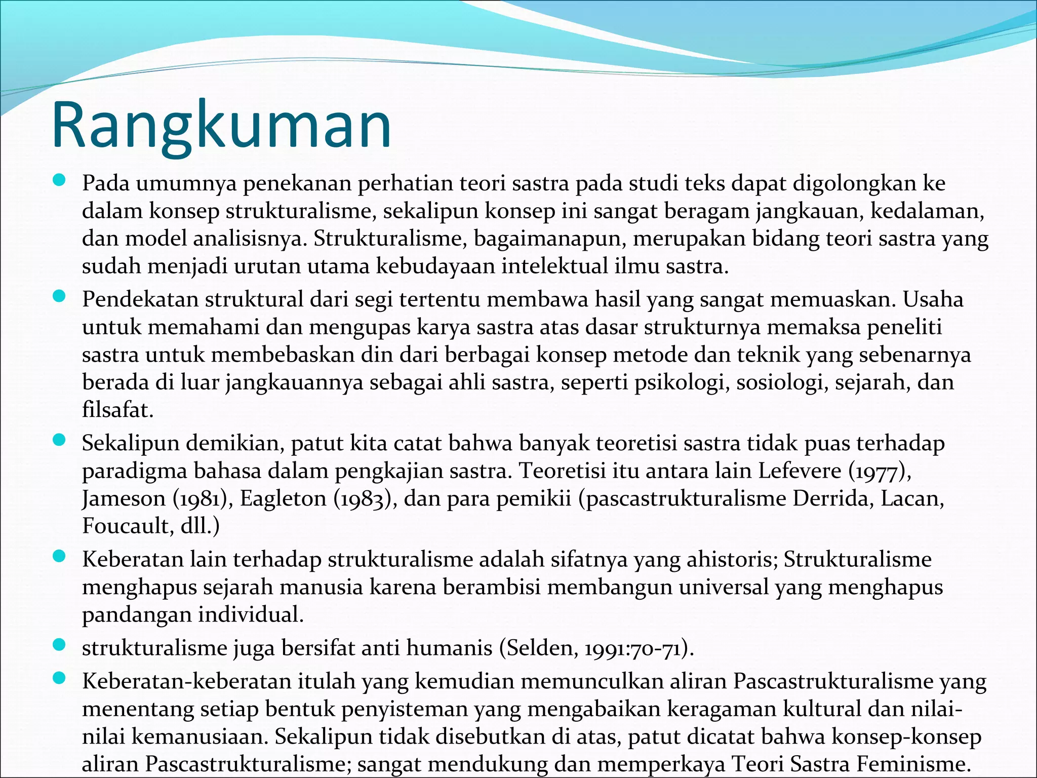 Bahan presentasi mata kuliah teori sastra | PPT