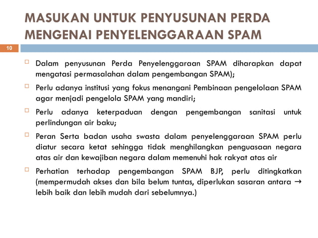 penyelenggaraan sistem penyediaan BAHAN RAPERDA SPAM.ppt