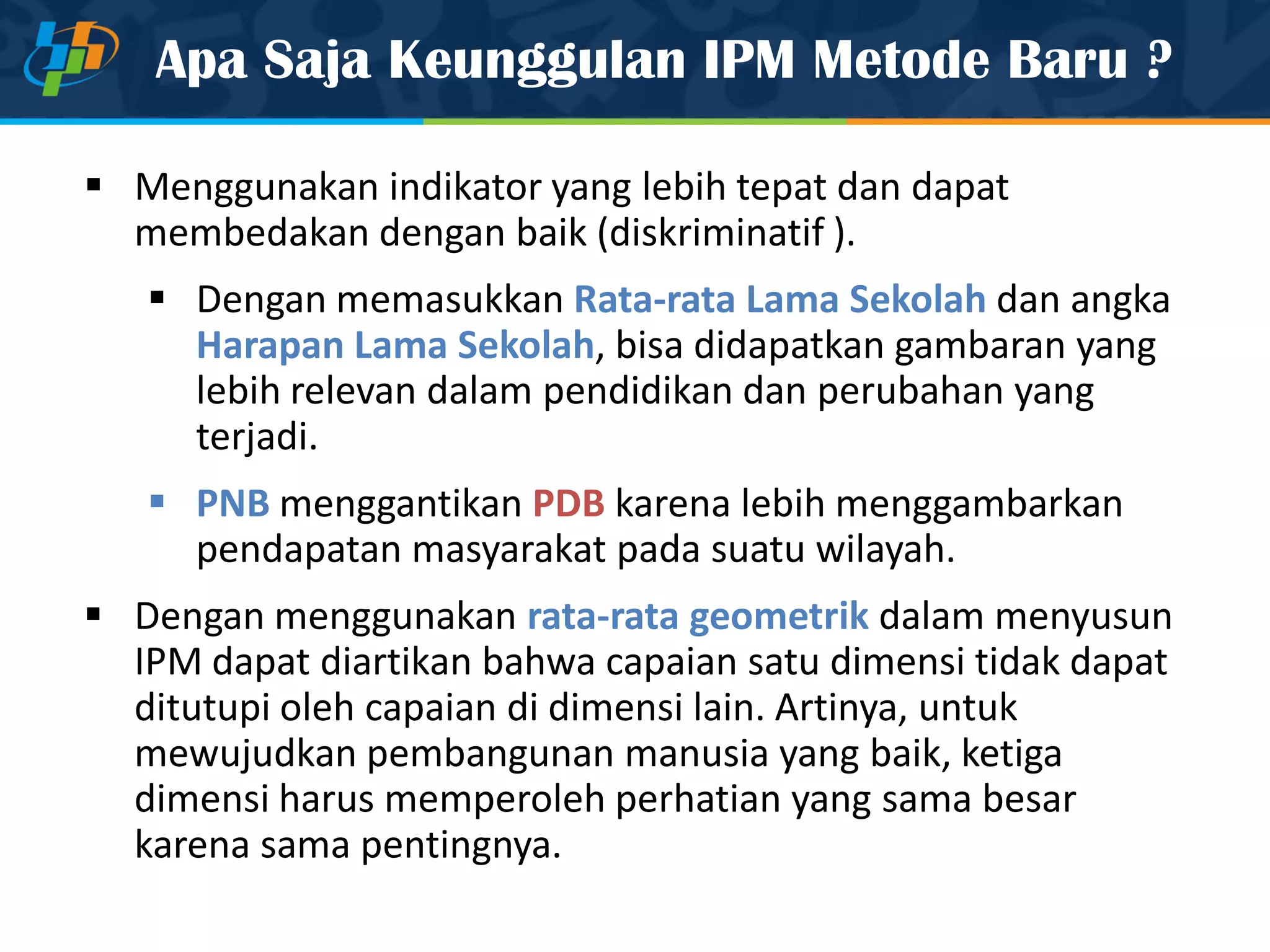 Metode Baru dalam Pengitungan IPM | PDF