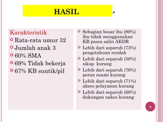 PENGAKTIFAN KEMBALI PENYULUH KB DALAM UPAYA MENINGKATKAN KEIKUTSERTAAN ...