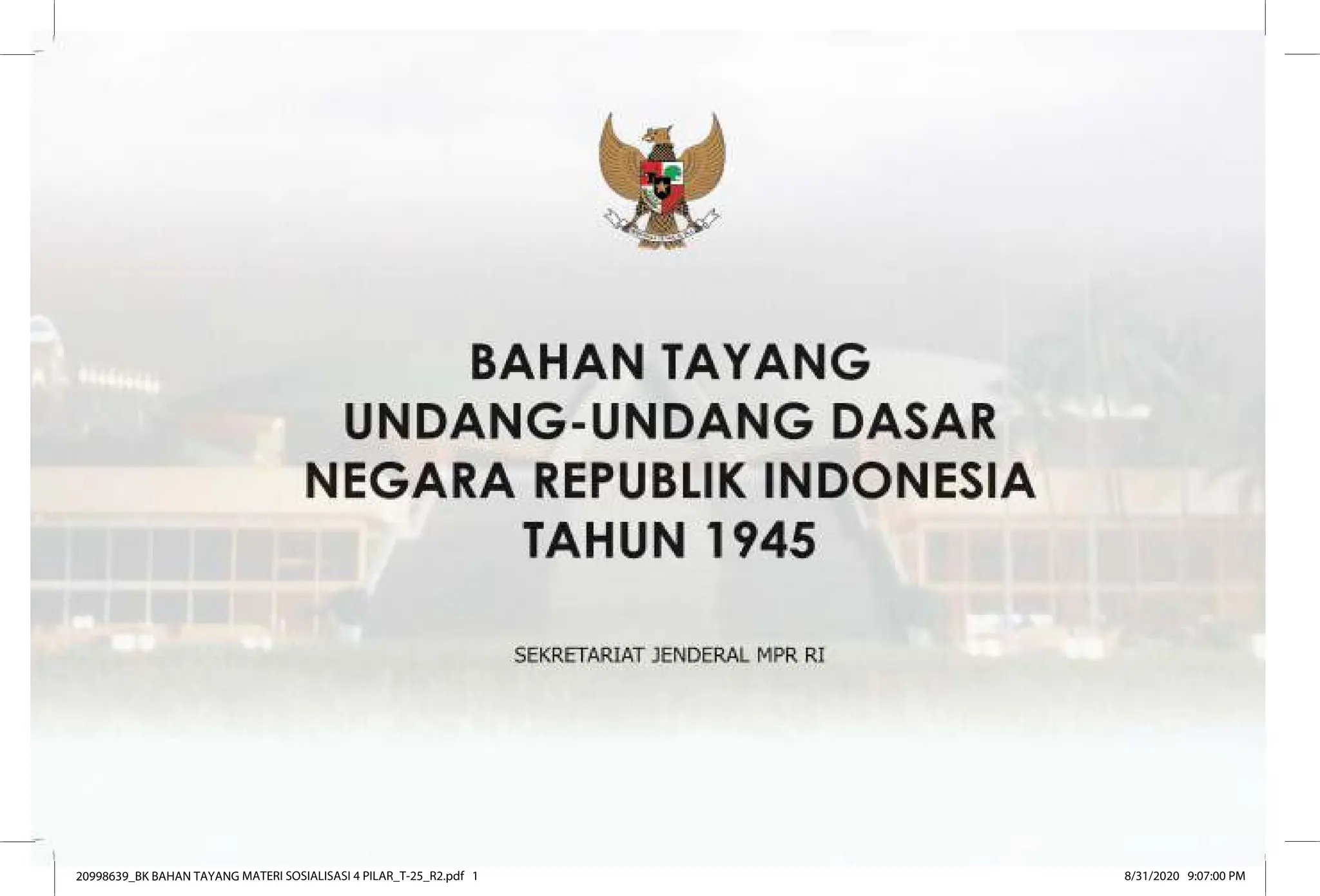 Bahan tayang 3 Pilar MPR RI pada Sosialisasi 4 Pilar | PDF