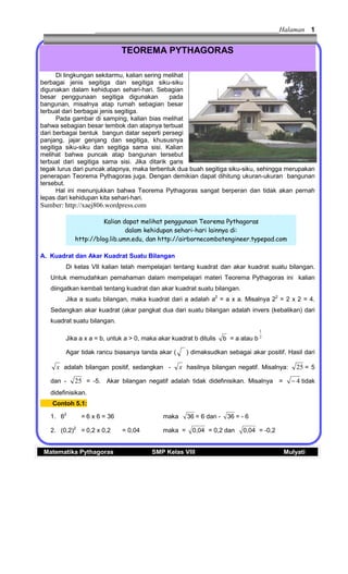 Modul teorema phytagoras | PDF