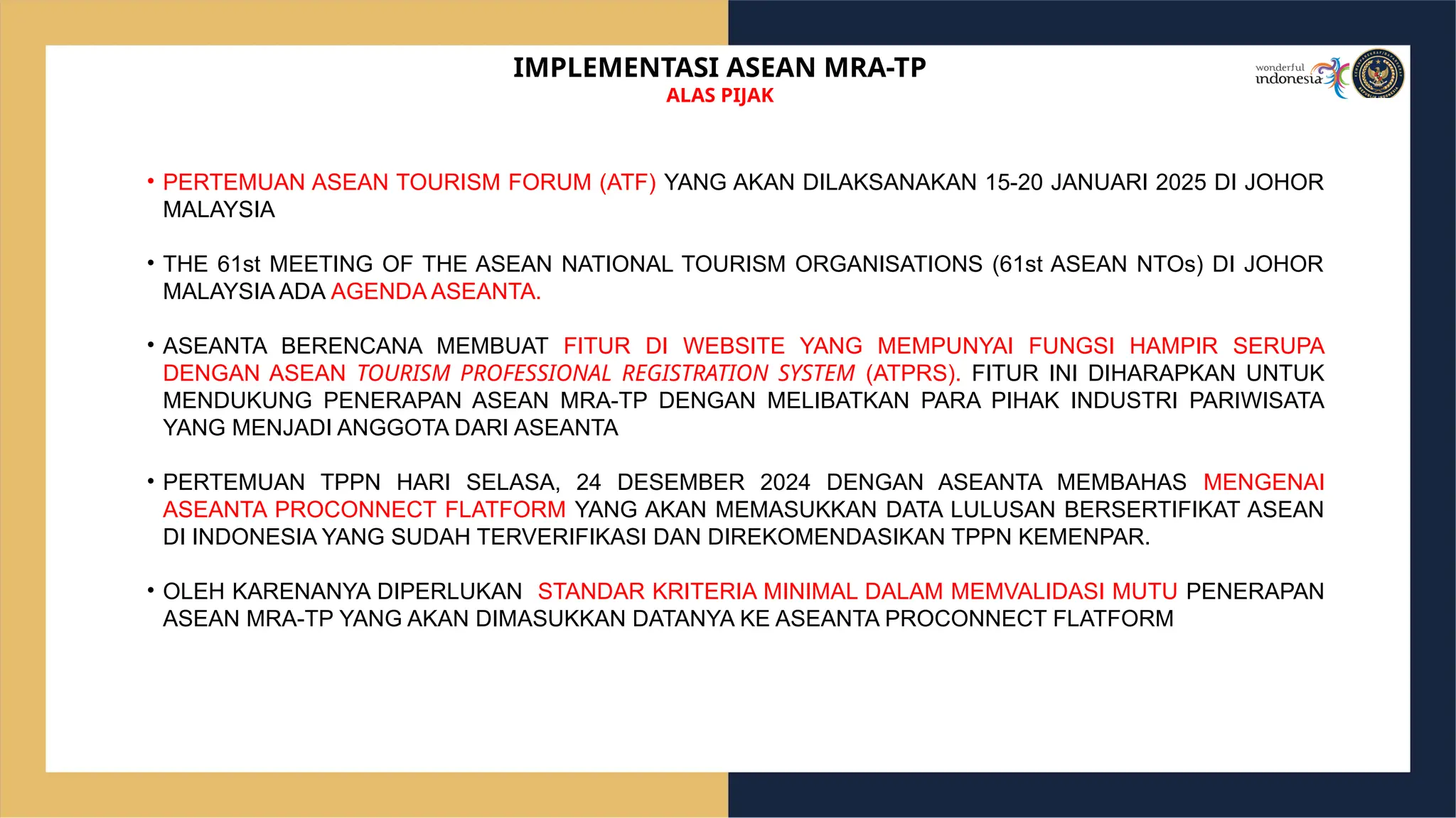 BAHAN TPPN PENERAPAN ASEAN MRA-TP DI INDONESIA | PPTX