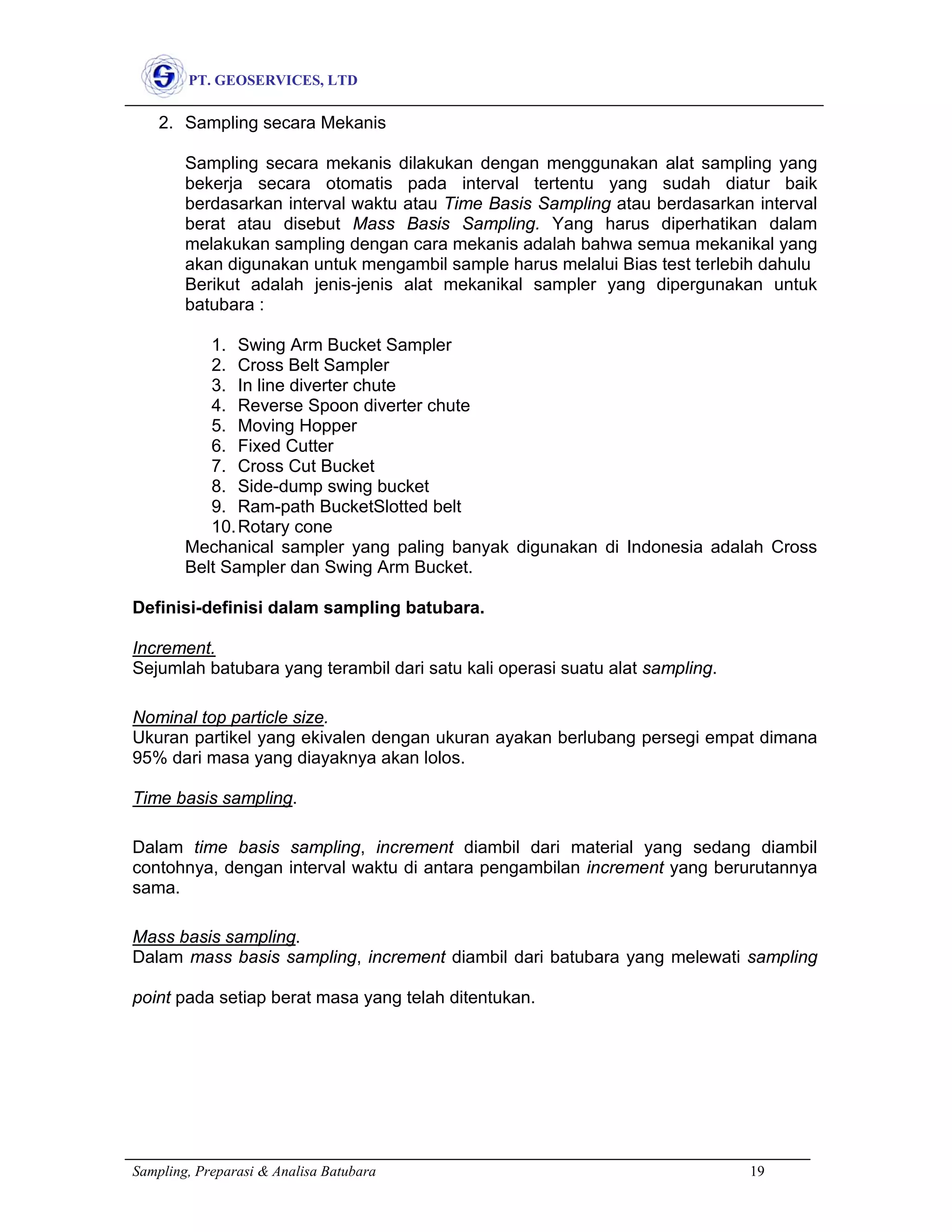 Bahan Training Sampling, Preparasi, dan Analisa Batubara.pdf