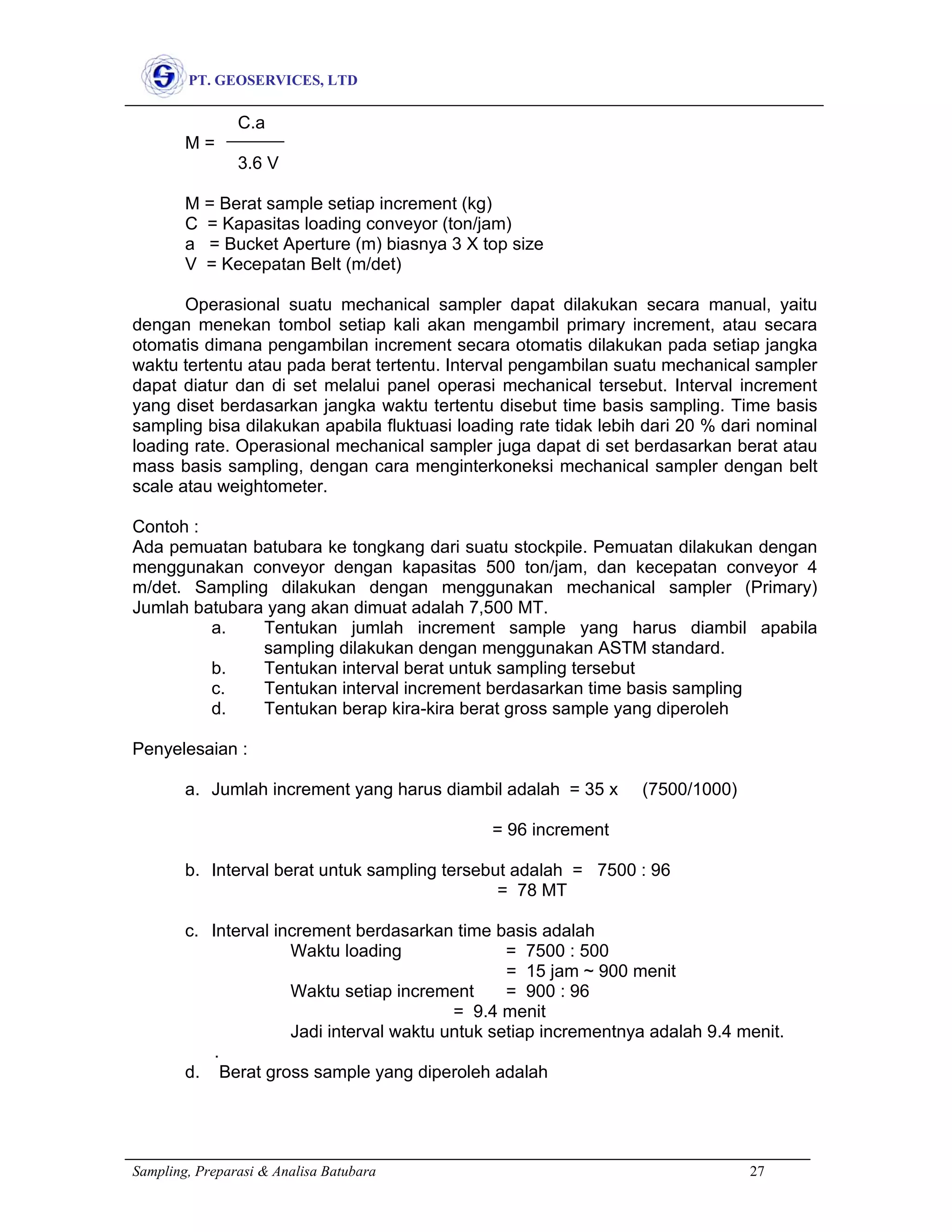 Bahan Training Sampling, Preparasi, dan Analisa Batubara.pdf