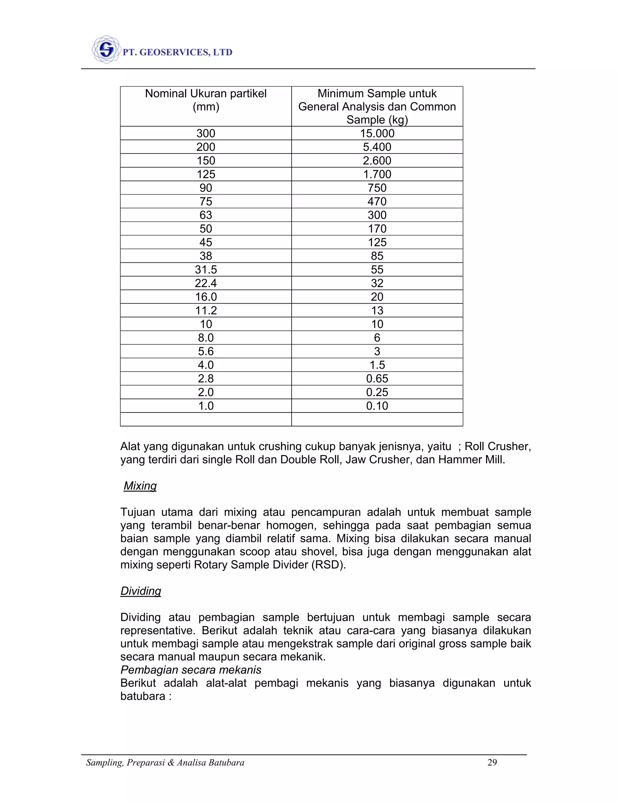 Bahan Training Sampling, Preparasi, dan Analisa Batubara.pdf