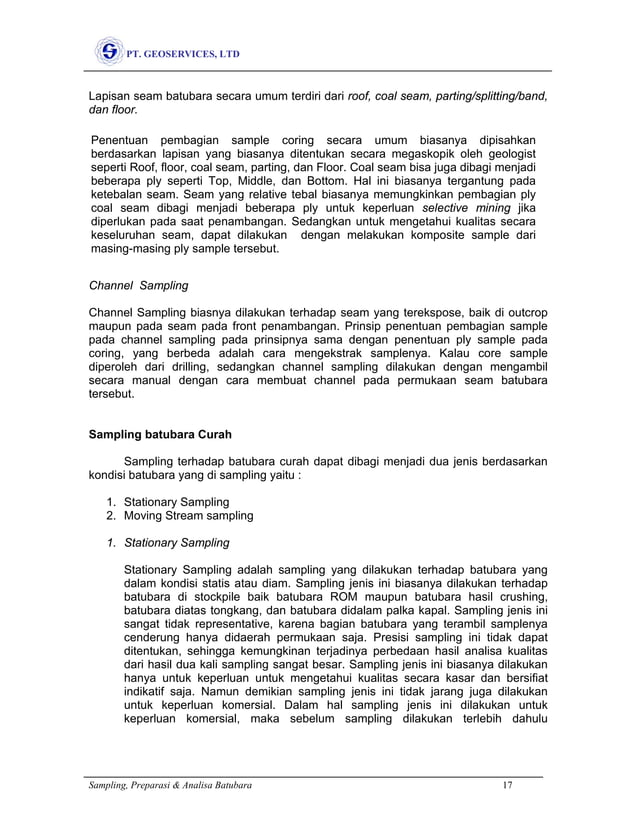 Bahan Training Sampling, Preparasi, dan Analisa Batubara.pdf