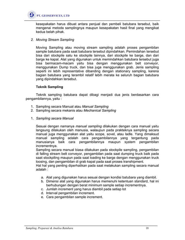 Bahan Training Sampling, Preparasi, dan Analisa Batubara.pdf