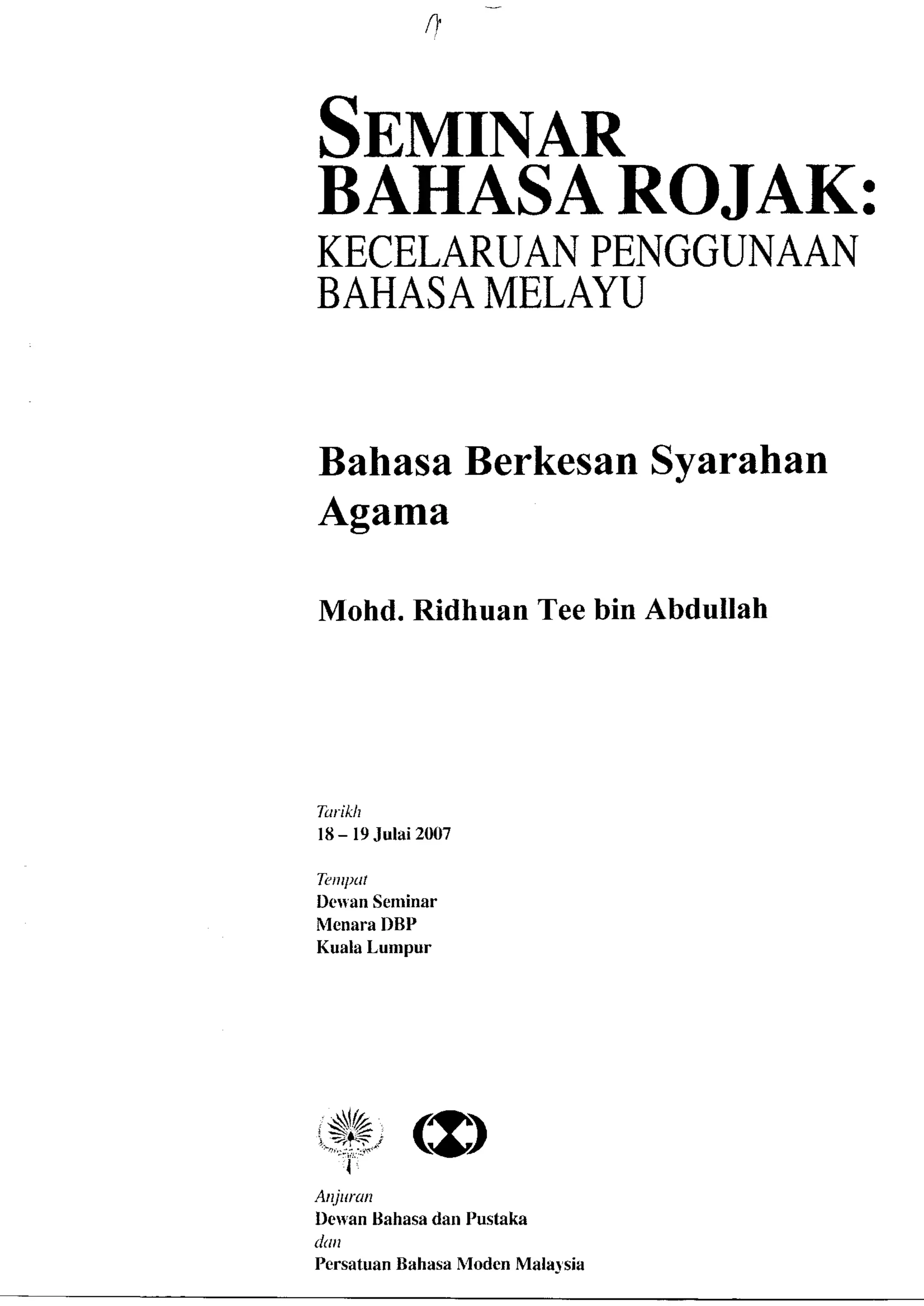 Bahasa Berkesan Syarahan Agama Ustaz Ridhuan Tee Abdullah 001 | PDF