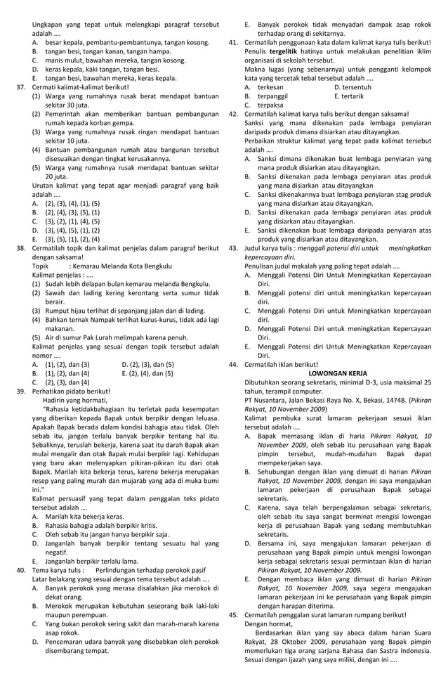 Bahasa indonesia-sma-2012-tryout | PDF