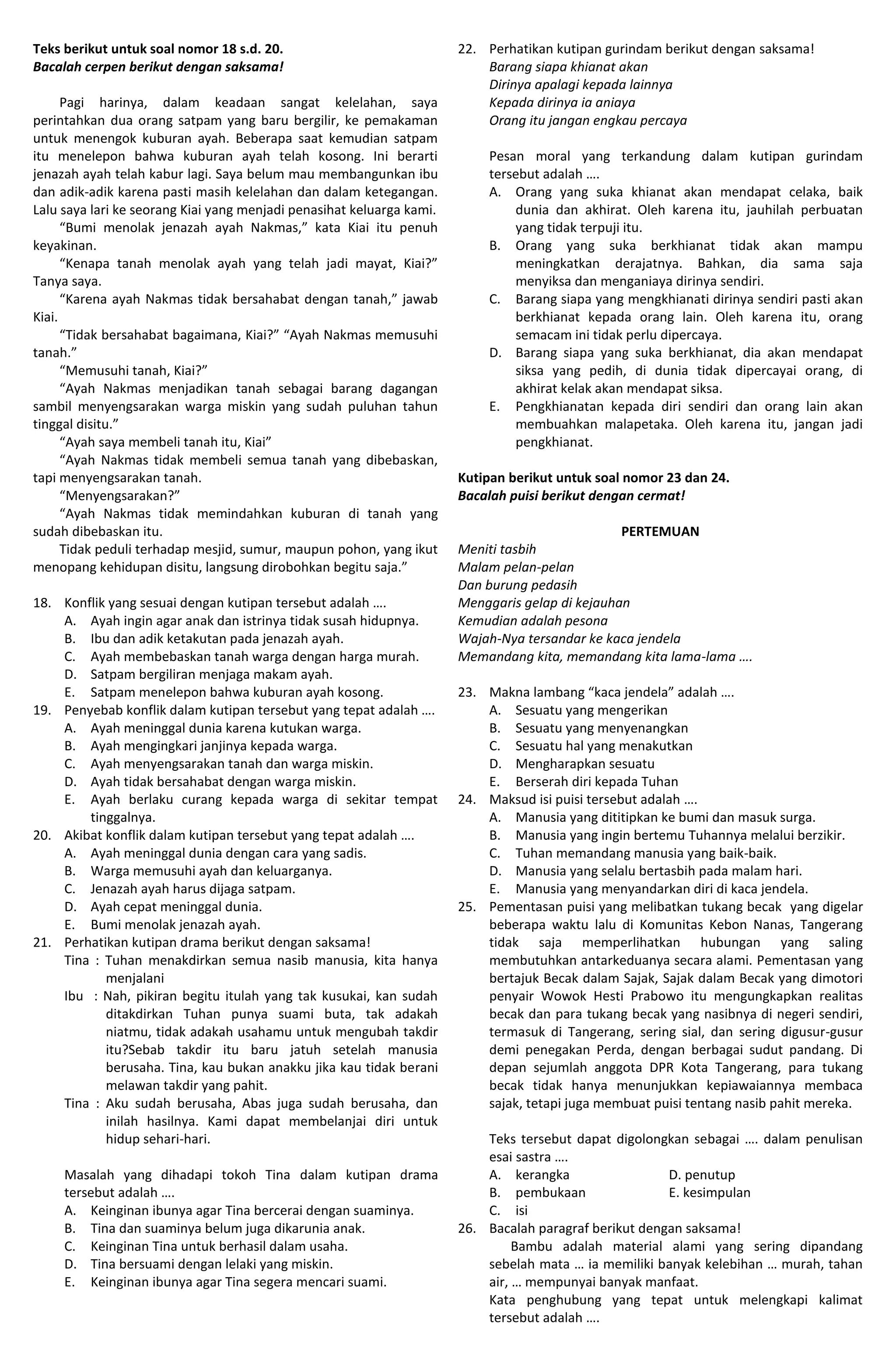 Bahasa indonesia-sma-2012-tryout | PDF
