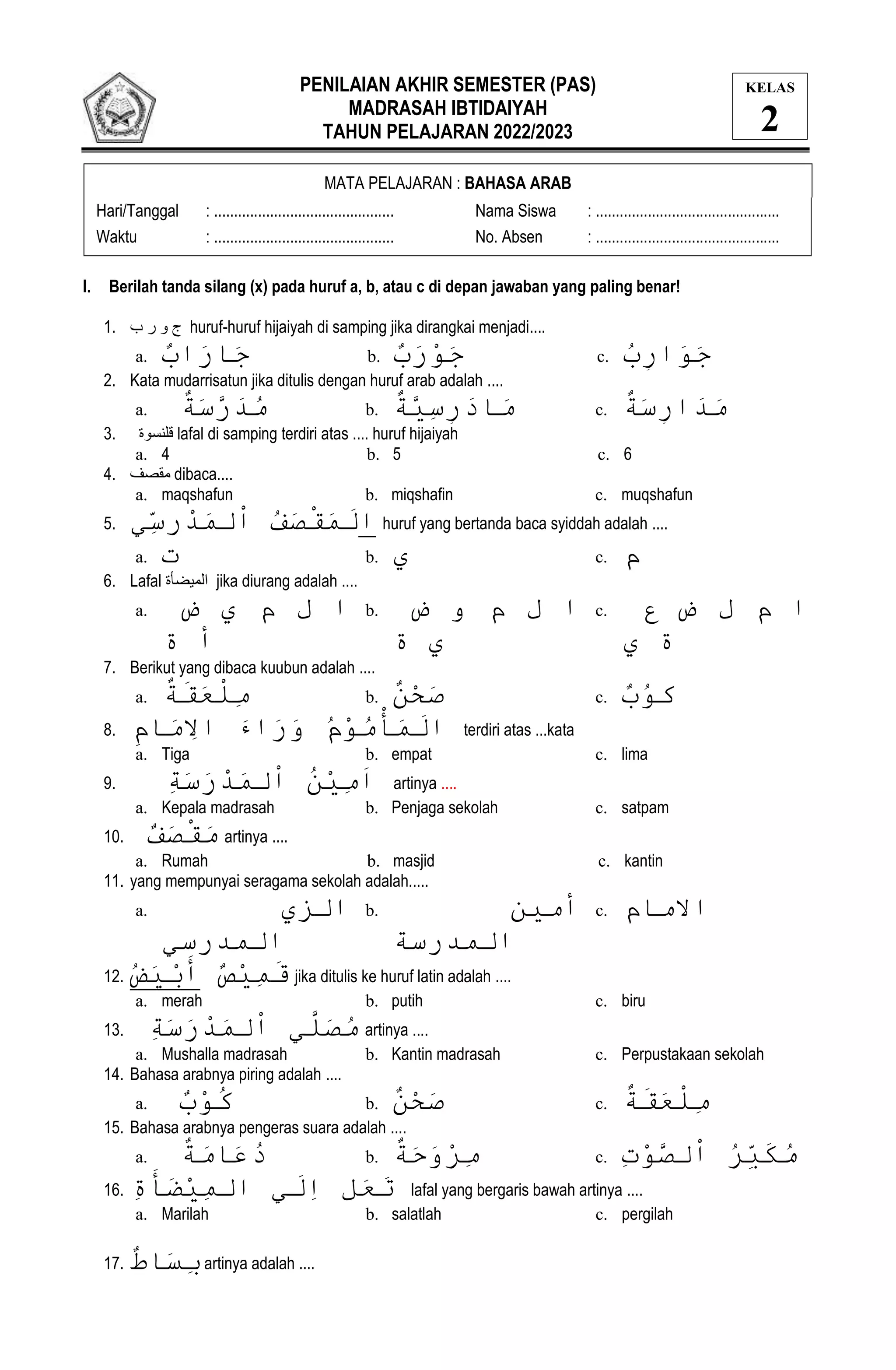 Contoh Soal Bahasa Arab 2-.docx