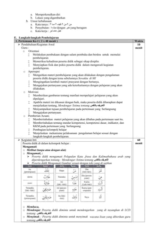 RPP MTs Bahasa Arab Kelas VII | PDF