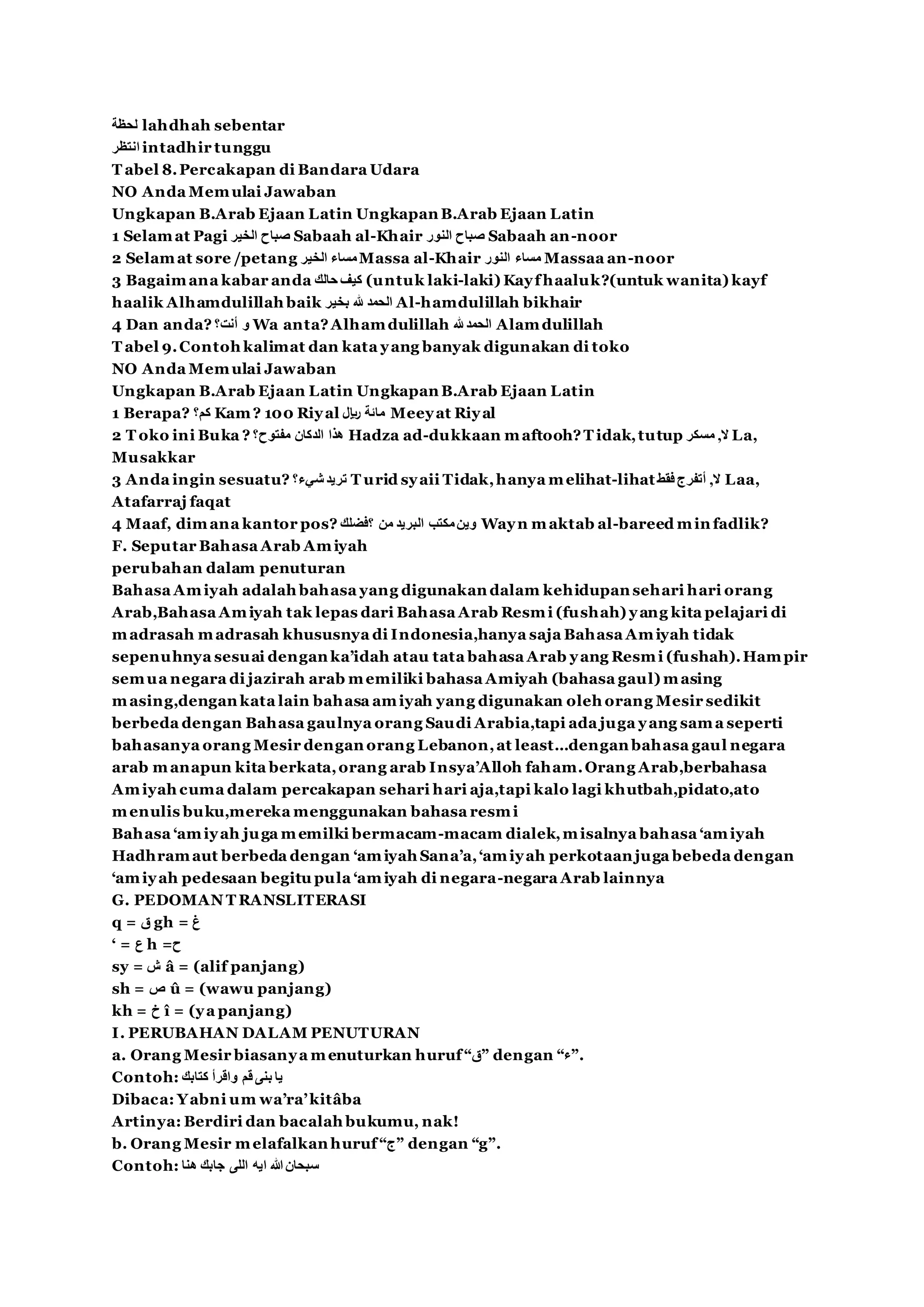 Bahasa arab dasar_sehari-hari | DOCX