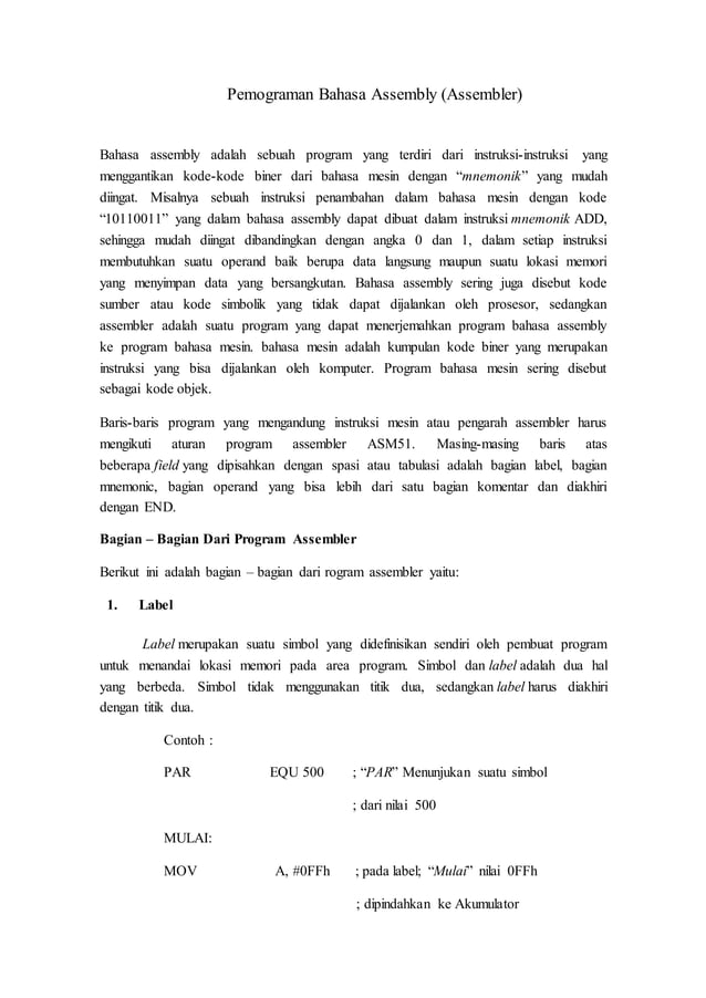 Bahasa assembly | DOCX
