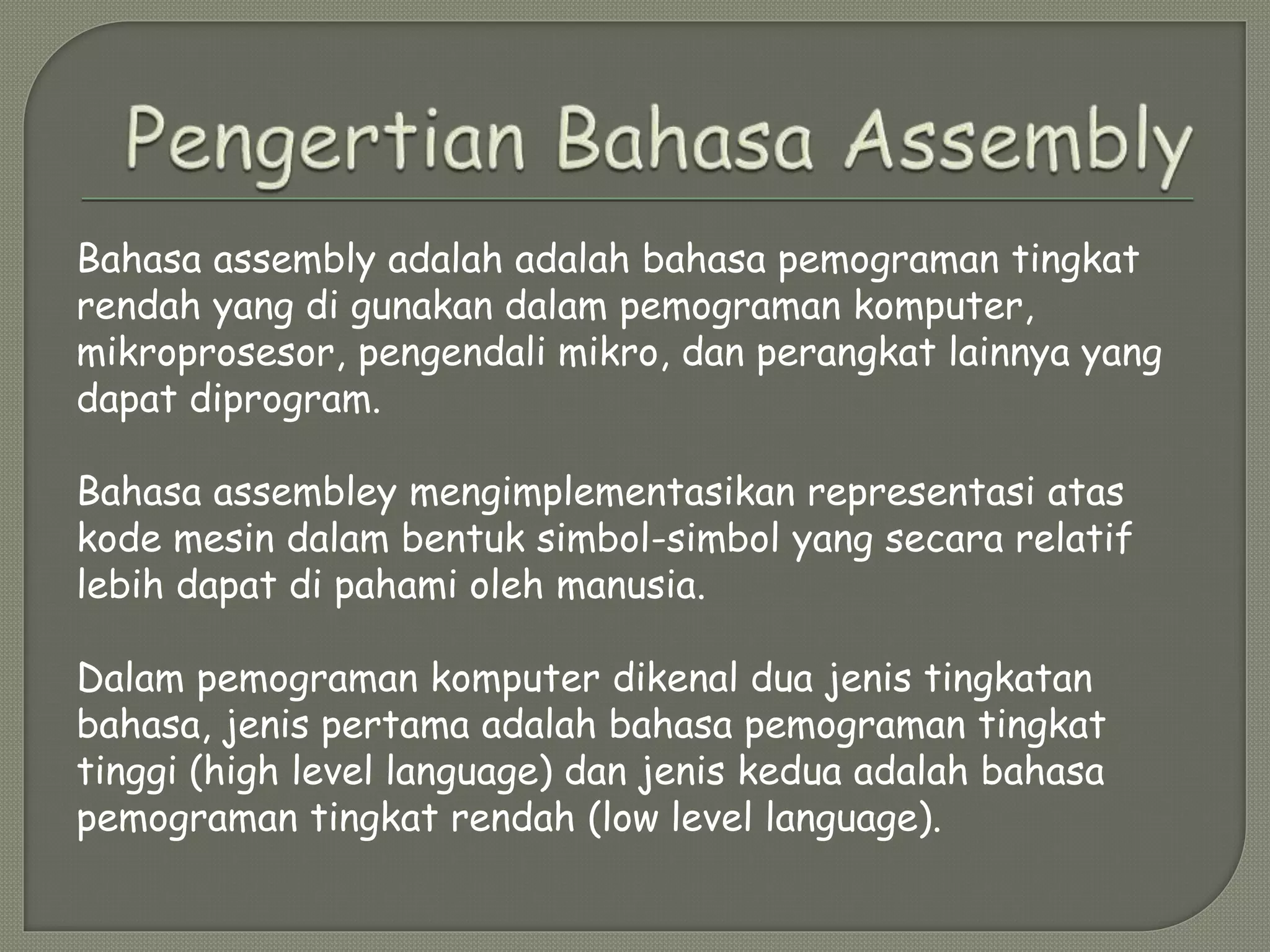 Bahasa assembly | PPTX