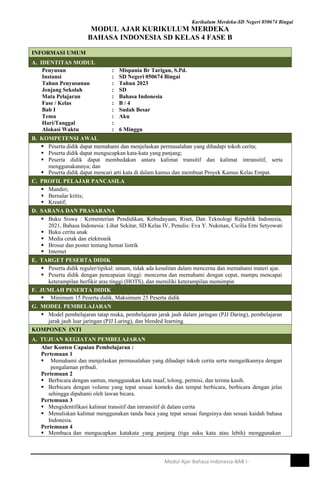 Modul ajar kelas IV BAHASA INDOENSIA BAB I.docx | Free Download