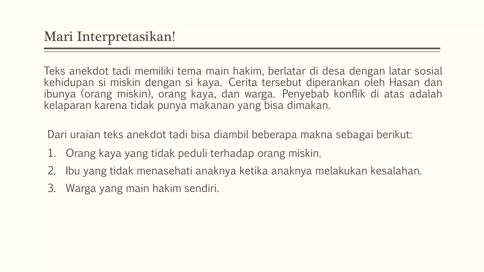 Bahasa indonesia kelas X : Interpretasi Isi Teks Anekdot - Makna Kata ...
