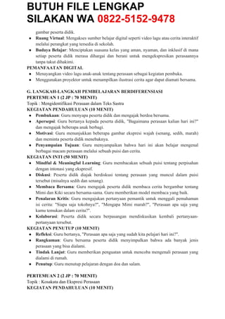 Modul Ajar Pembelajaran Mendalam Bahasa Indonesia Kelas 2 Terbaru | DOCX