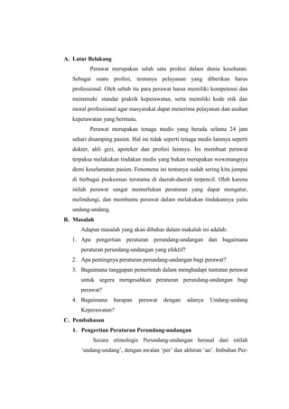 Bahasa indonesia uu perawat | PDF