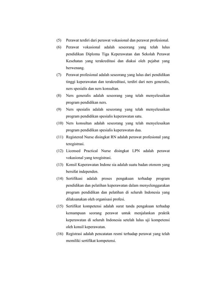 Bahasa indonesia uu perawat | PDF