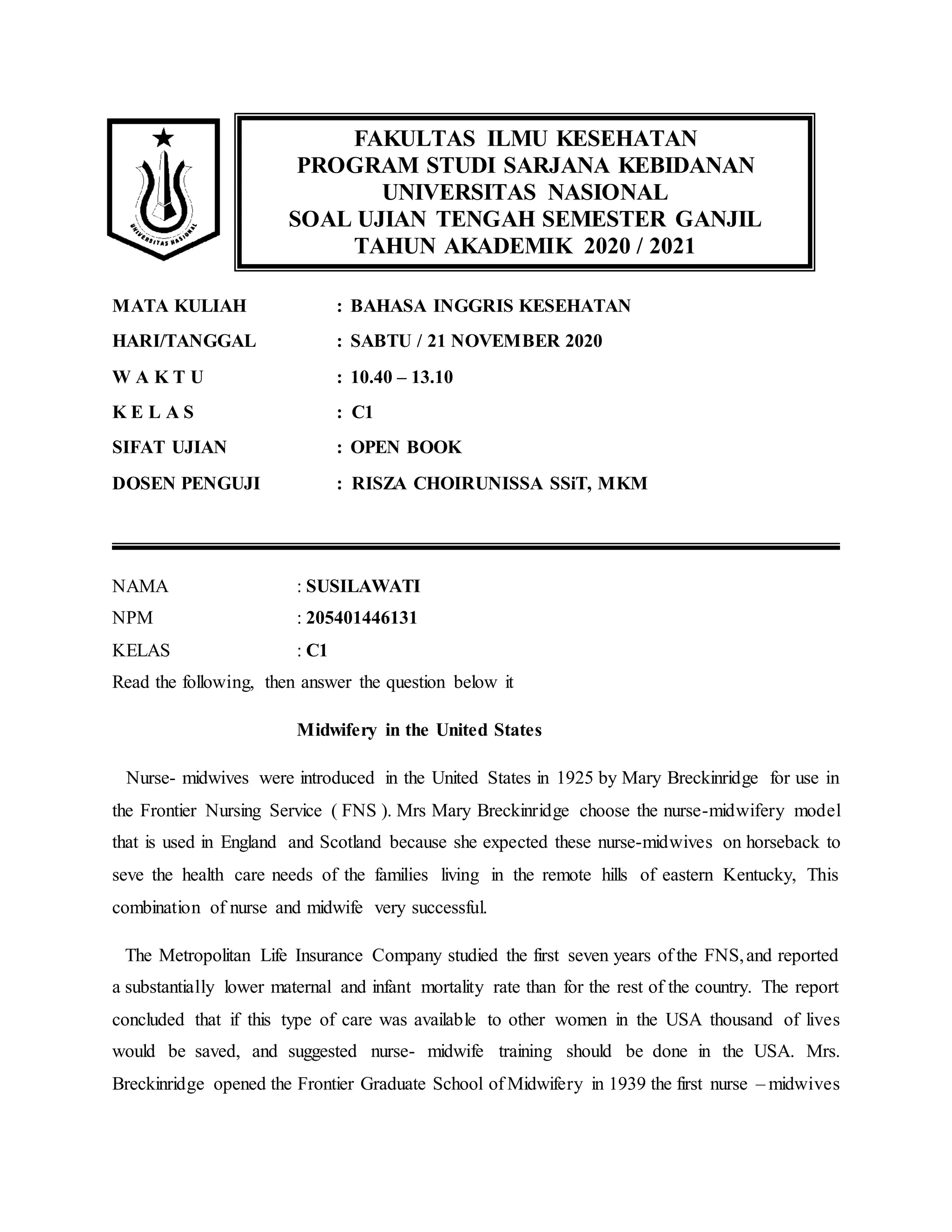 Bahasa inggris c1 susilawati npm 205401446131 | DOCX