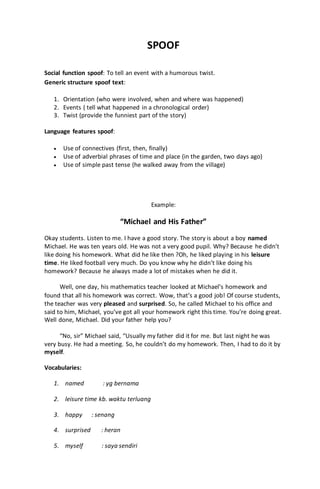 Materi Bahasa Inggris : PROCEDURE RECOUNT NARRATIVE DESCRIPTION etc | DOCX